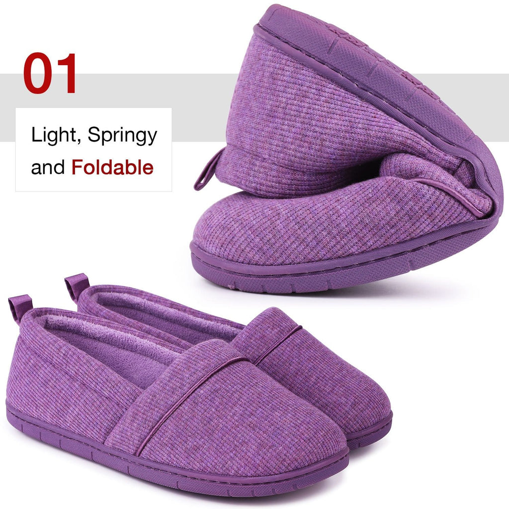 Women's Comfort Knit Loafer Light Weight Slippers with Anti-Skid Rubbe ...